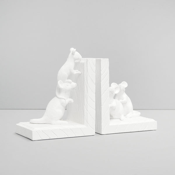 Mouse Bookends - White – White Moose Wholesale